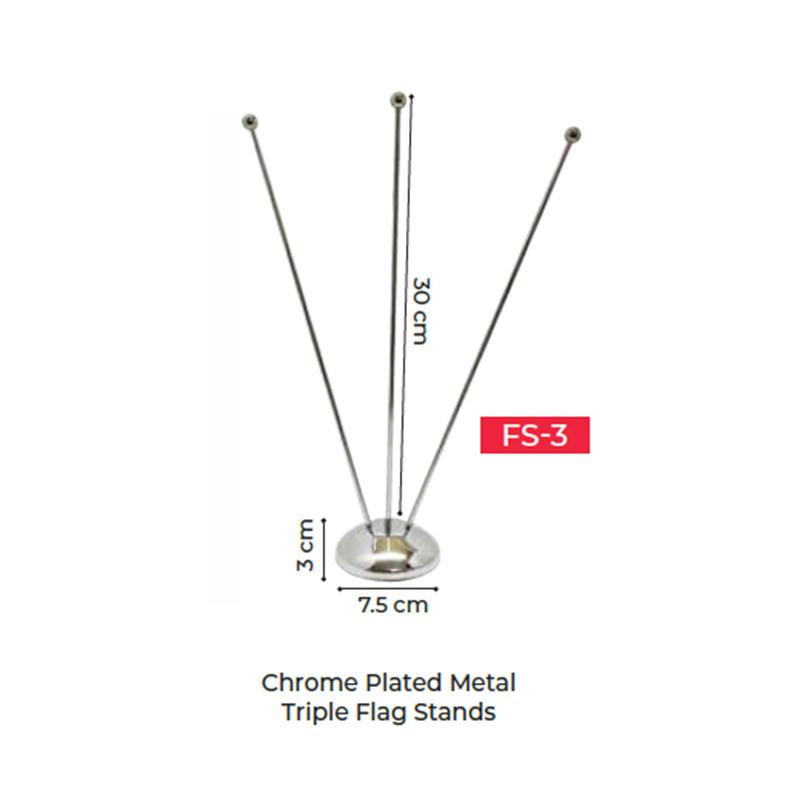Buy Chrome Plated Metal Triple Flag Stands in Kuwait